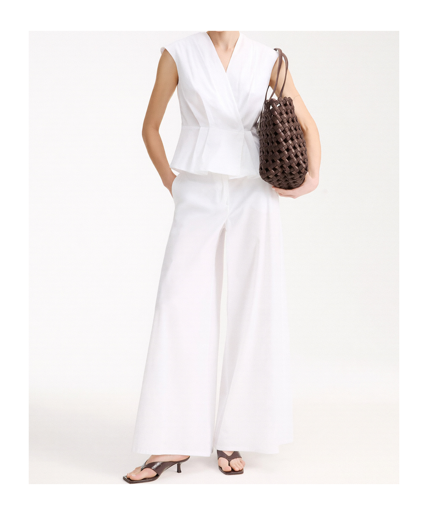 MARELLA Marella Sleeveless Cotton Pleated Wrap Top
